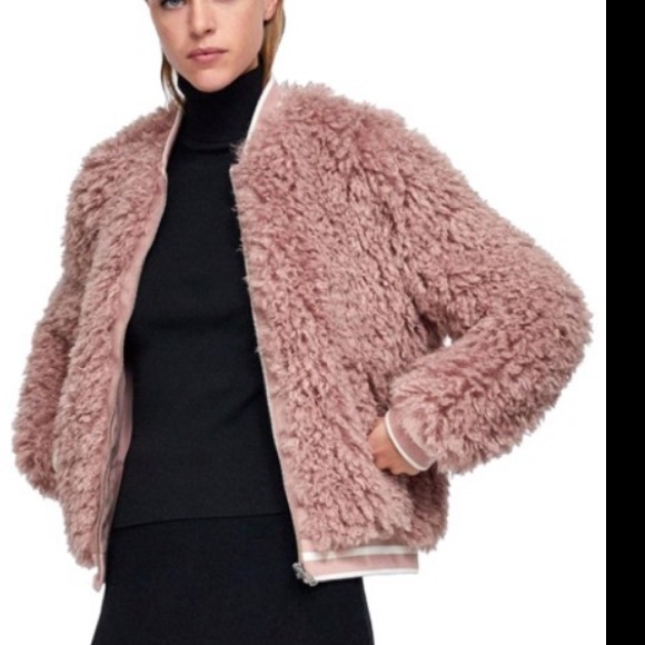Zara | Jackets & Coats | Zara Pink Faux Shearling Jacket | Poshmark